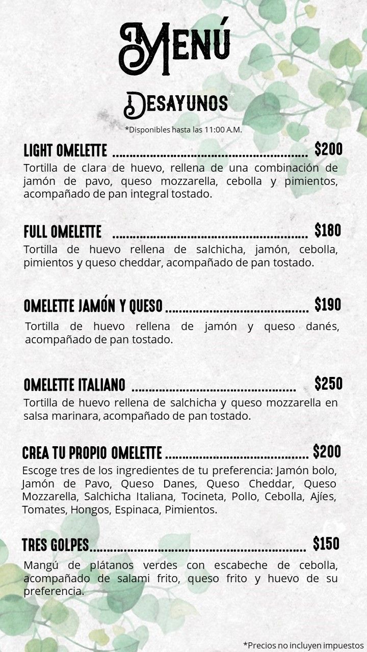 Menu Español - Scory Café