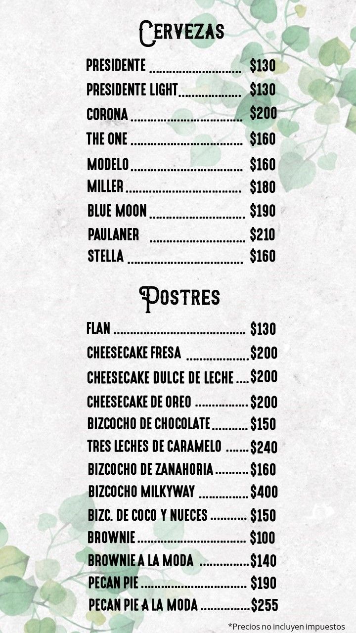 Menu Español - Scory Café