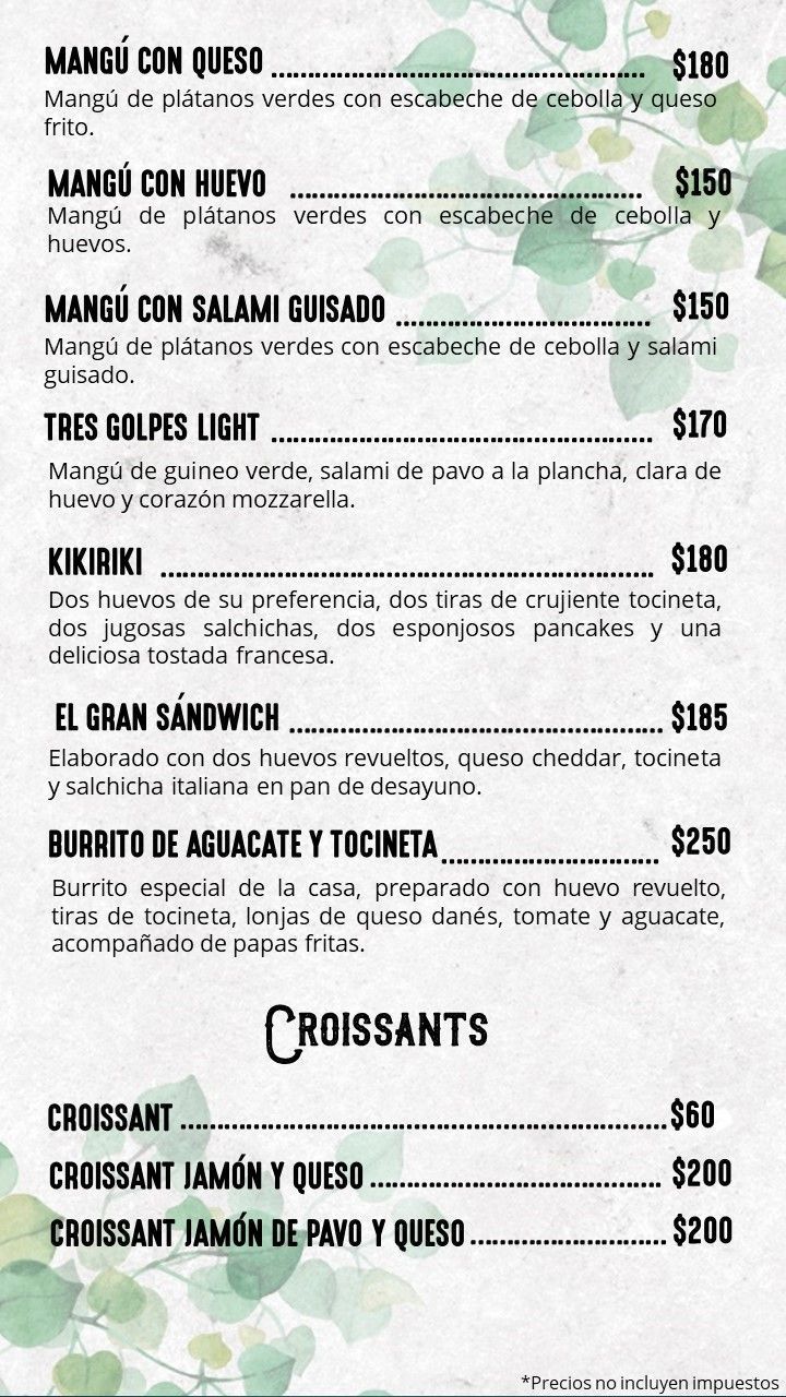 Menu Español - Scory Café